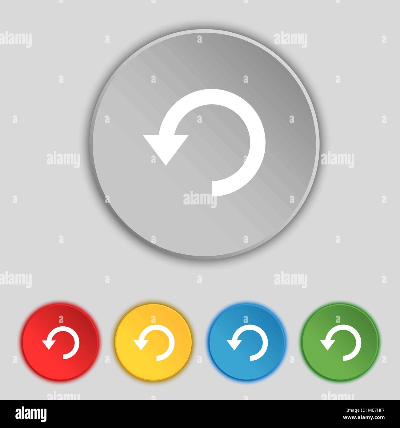 Upgrade, arrow, update icon sign. Symbol on five flat buttons. Vector ...