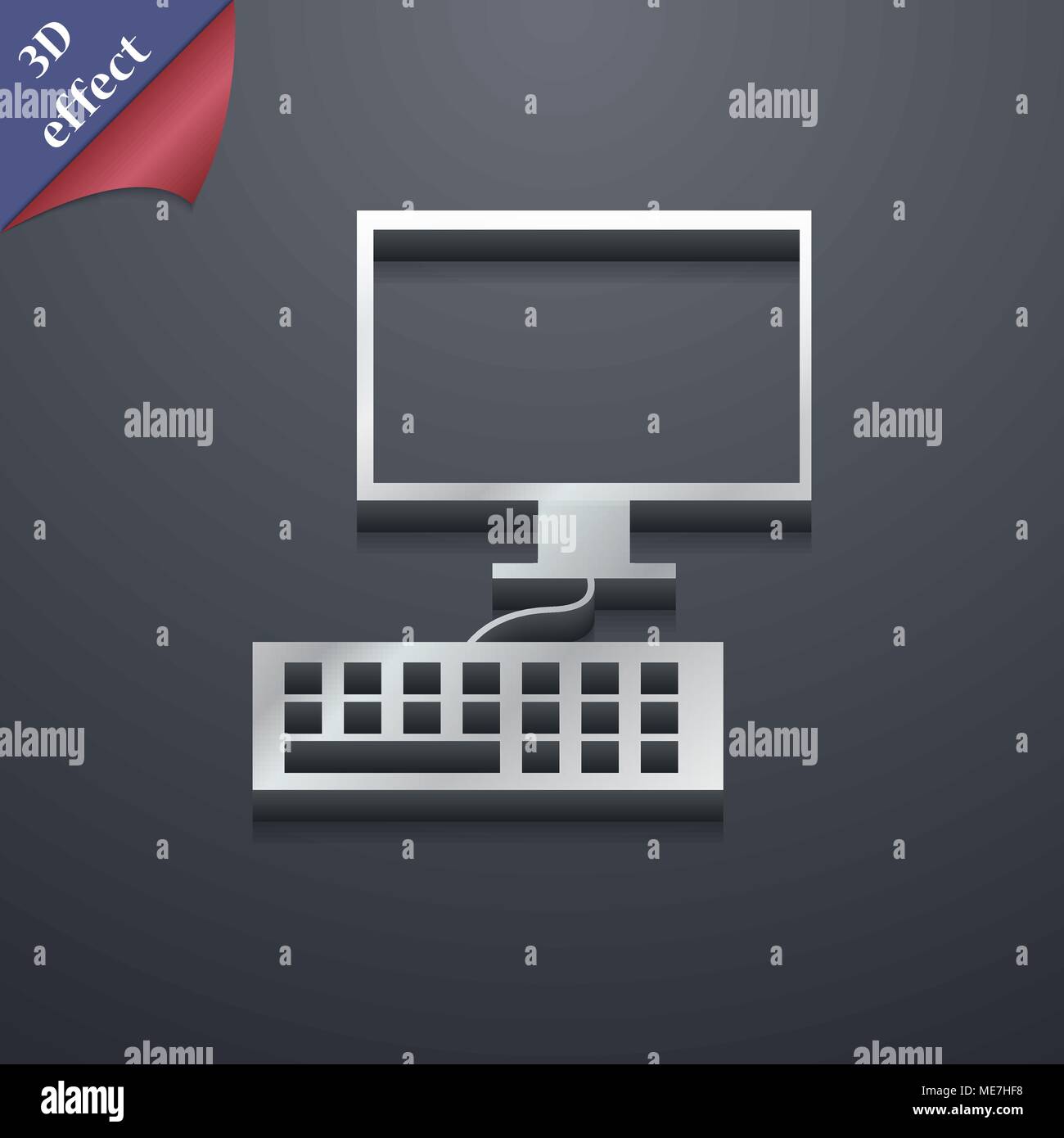 Computer monitor and keyboard icon symbol. 3D style. Trendy, modern ...