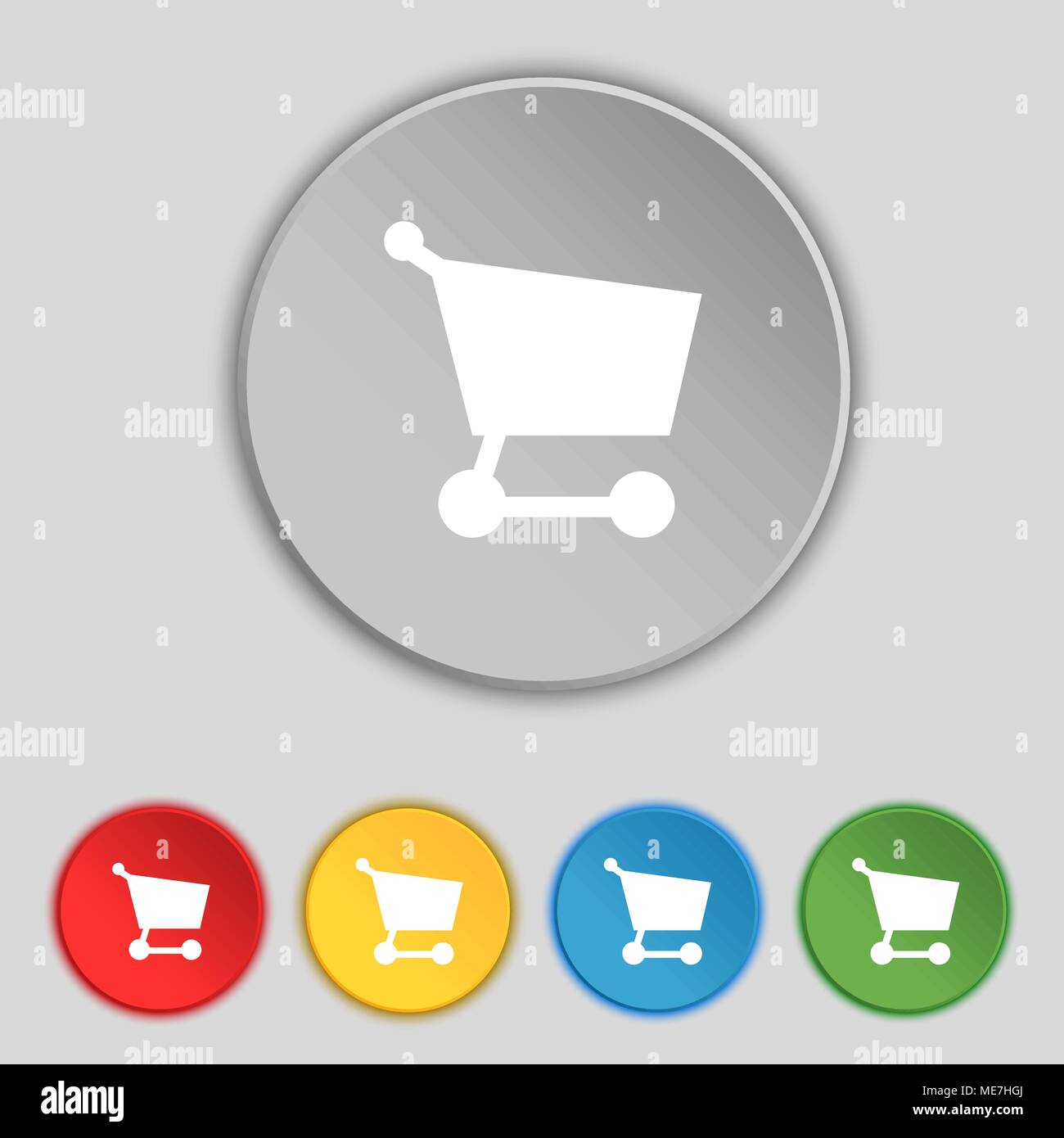 Shopping basket icon sign. Symbol on five flat buttons. Vector ...