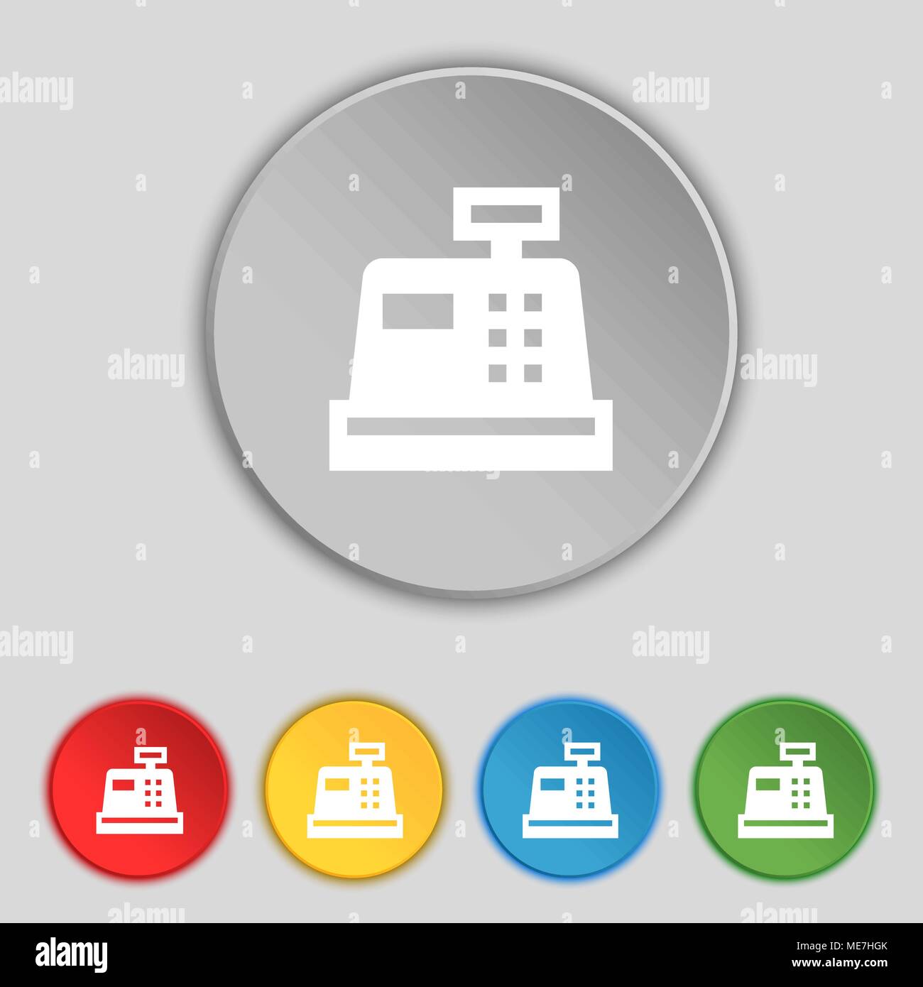 Cash register icon sign. Symbol on five flat buttons. Vector ...