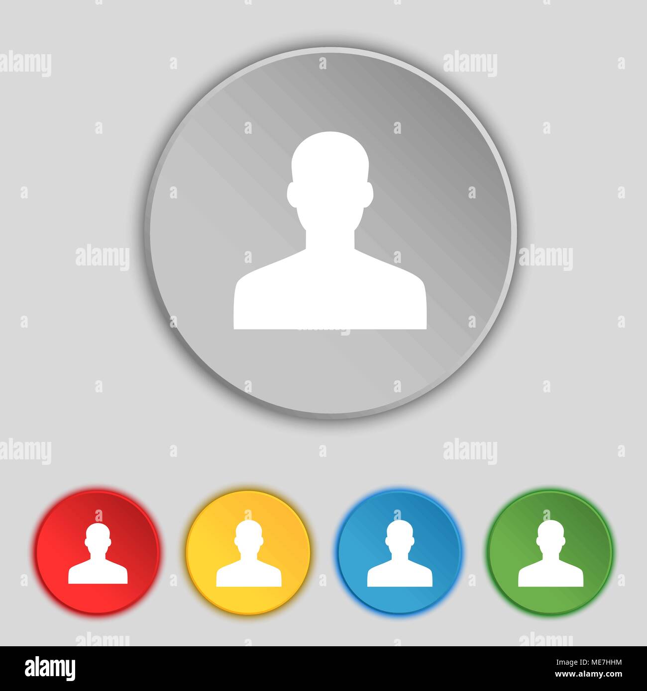 User, Person, Log in icon sign. Symbol on five flat buttons. Vector ...