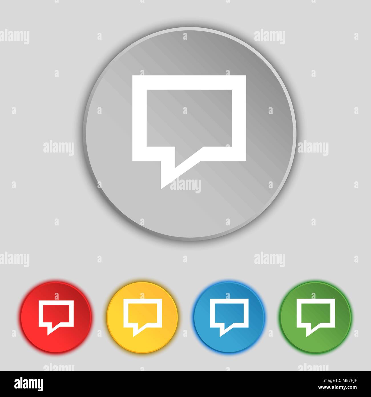 Speech bubble, Think cloud icon sign. Symbol on five flat buttons ...