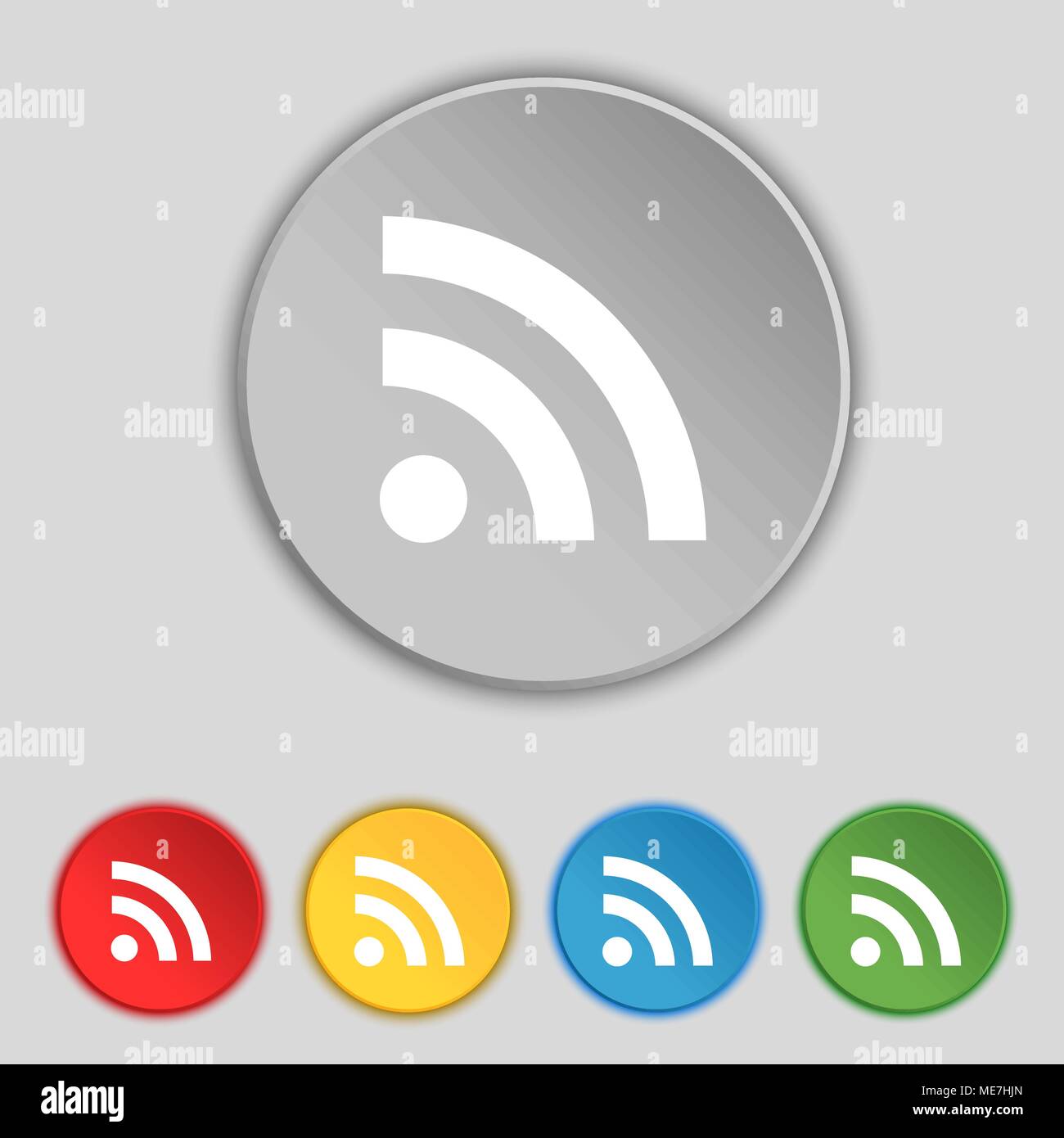 RSS feed icon sign. Symbol on five flat buttons. Vector illustration ...