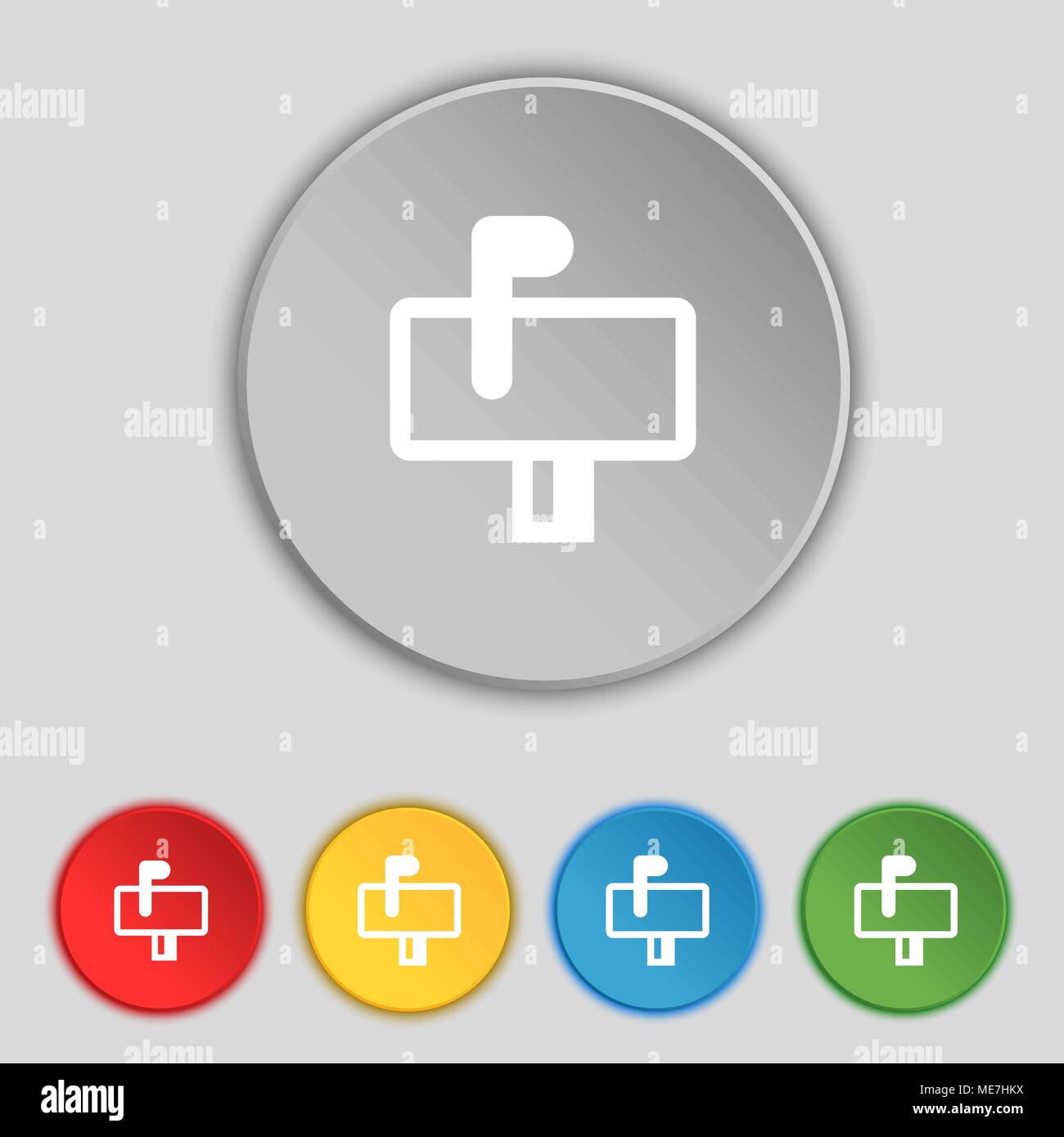 Mailbox icon sign. Symbol on five flat buttons. Vector illustration ...