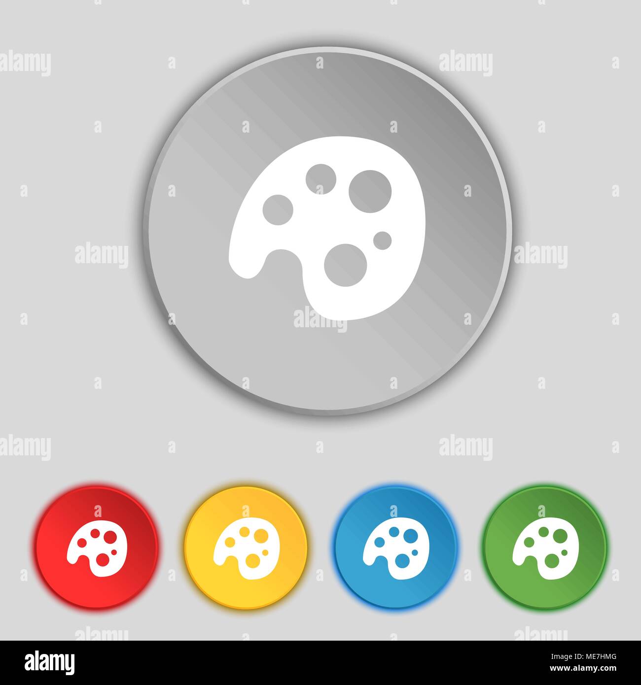 Palette icon sign. Symbol on five flat buttons. Vector illustration ...