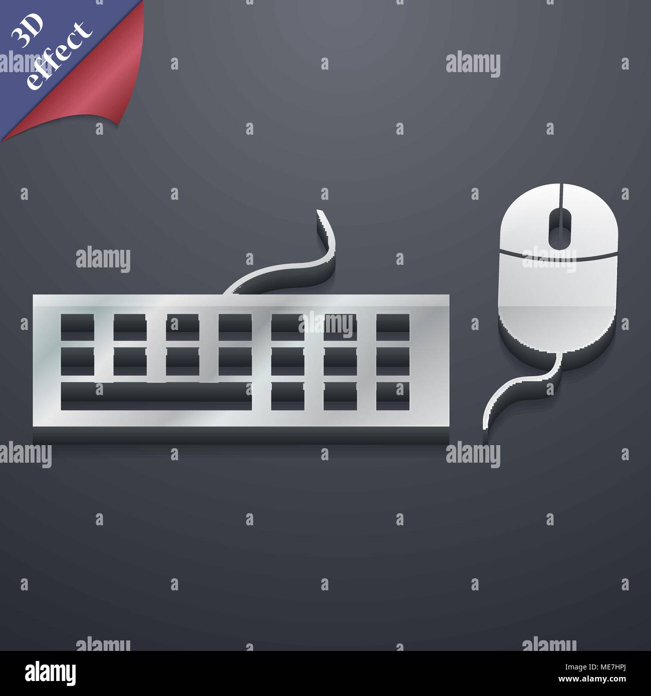 Computer keyboard and mouse icon symbol. 3D style. Trendy, modern ...