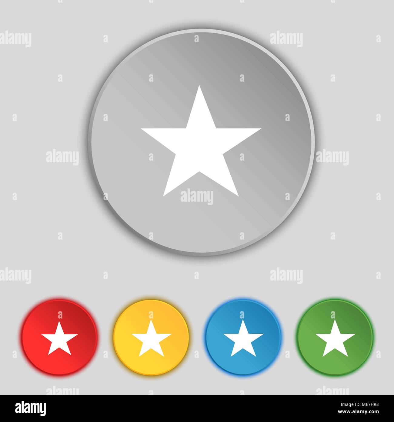Star, Favorite Star, Favorite icon sign. Symbol on five flat buttons ...