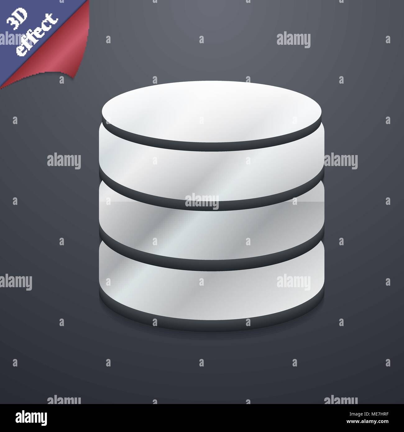 Hard disk and database icon symbol. 3D style. Trendy, modern design ...
