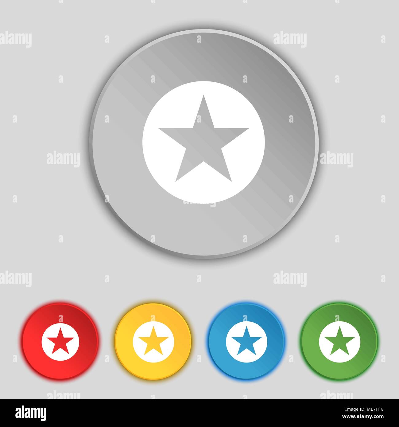 Star, Favorite Star, Favorite icon sign. Symbol on five flat buttons ...