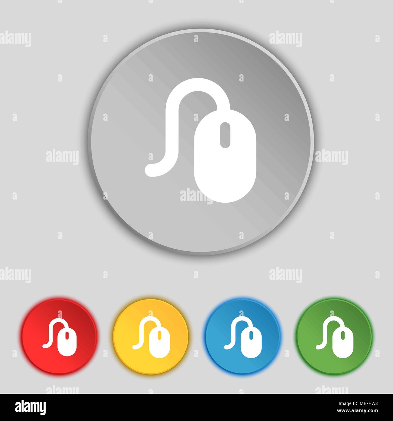 Computer mouse icon sign. Symbol on five flat buttons. Vector ...