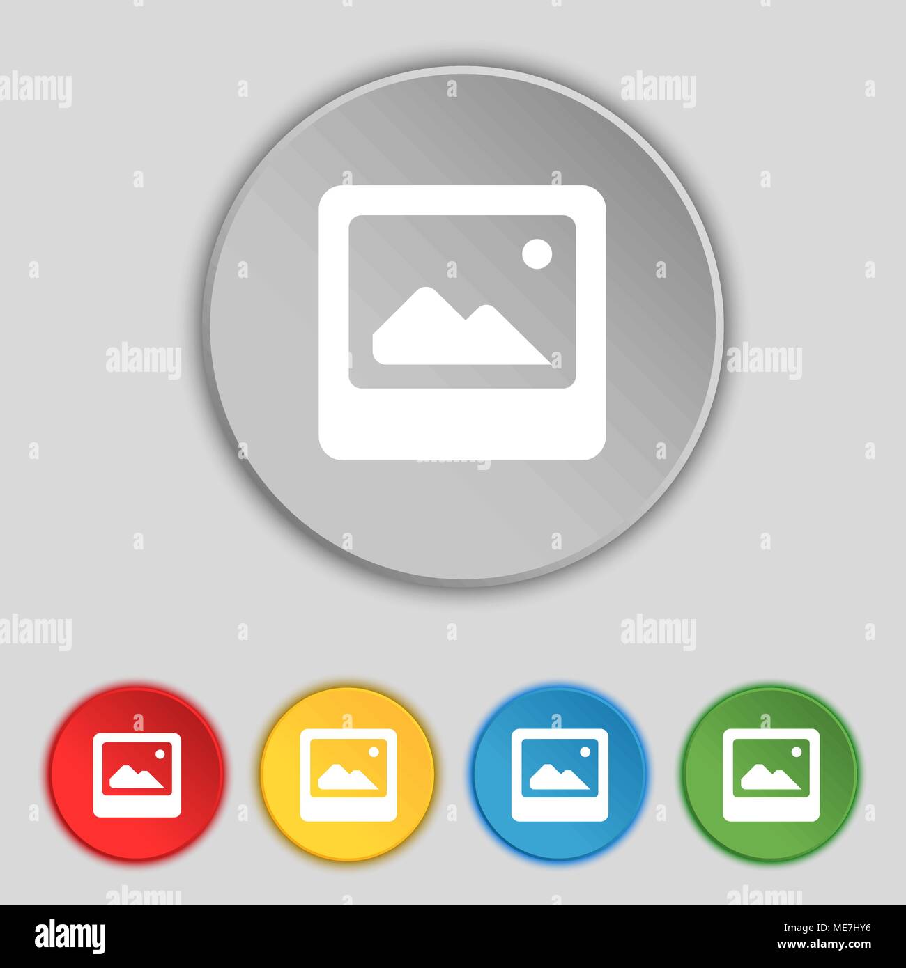 Photo frame template icon sign. Symbol on five flat buttons. Vector ...