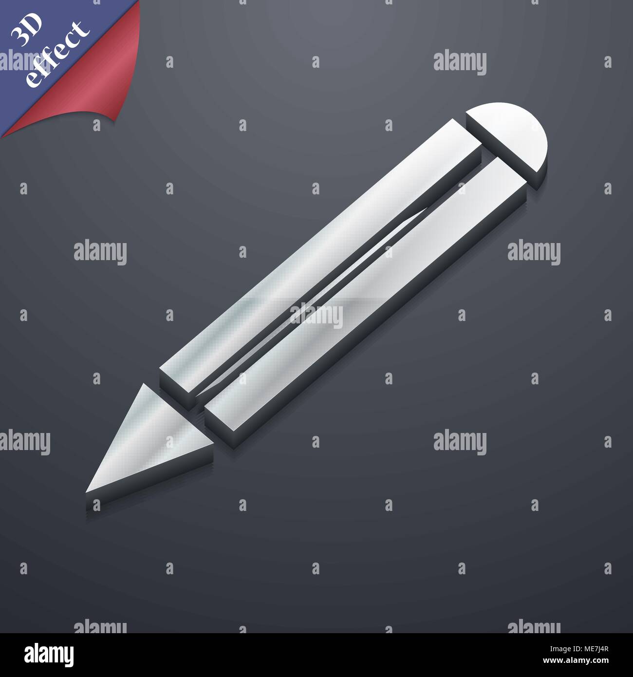 Pencil icon symbol. 3D style. Trendy, modern design with space for your ...