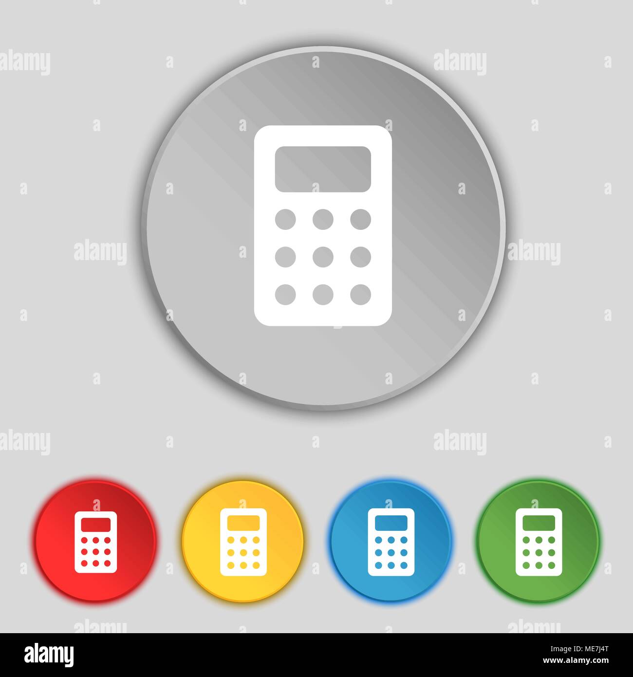 Calculator, Bookkeeping icon sign. Symbol on five flat buttons. Vector ...