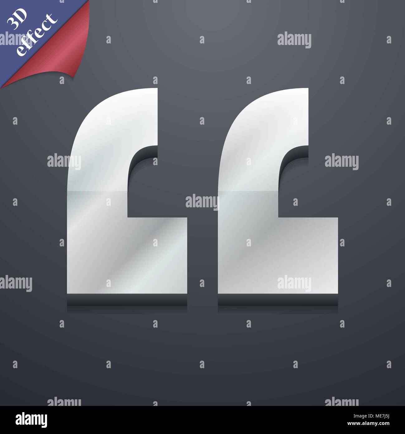Quote icon symbol. 3D style. Trendy, modern design with space for your ...