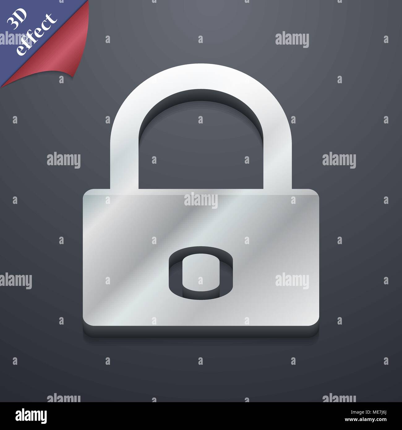 Lock icon symbol. 3D style. Trendy, modern design with space for your ...