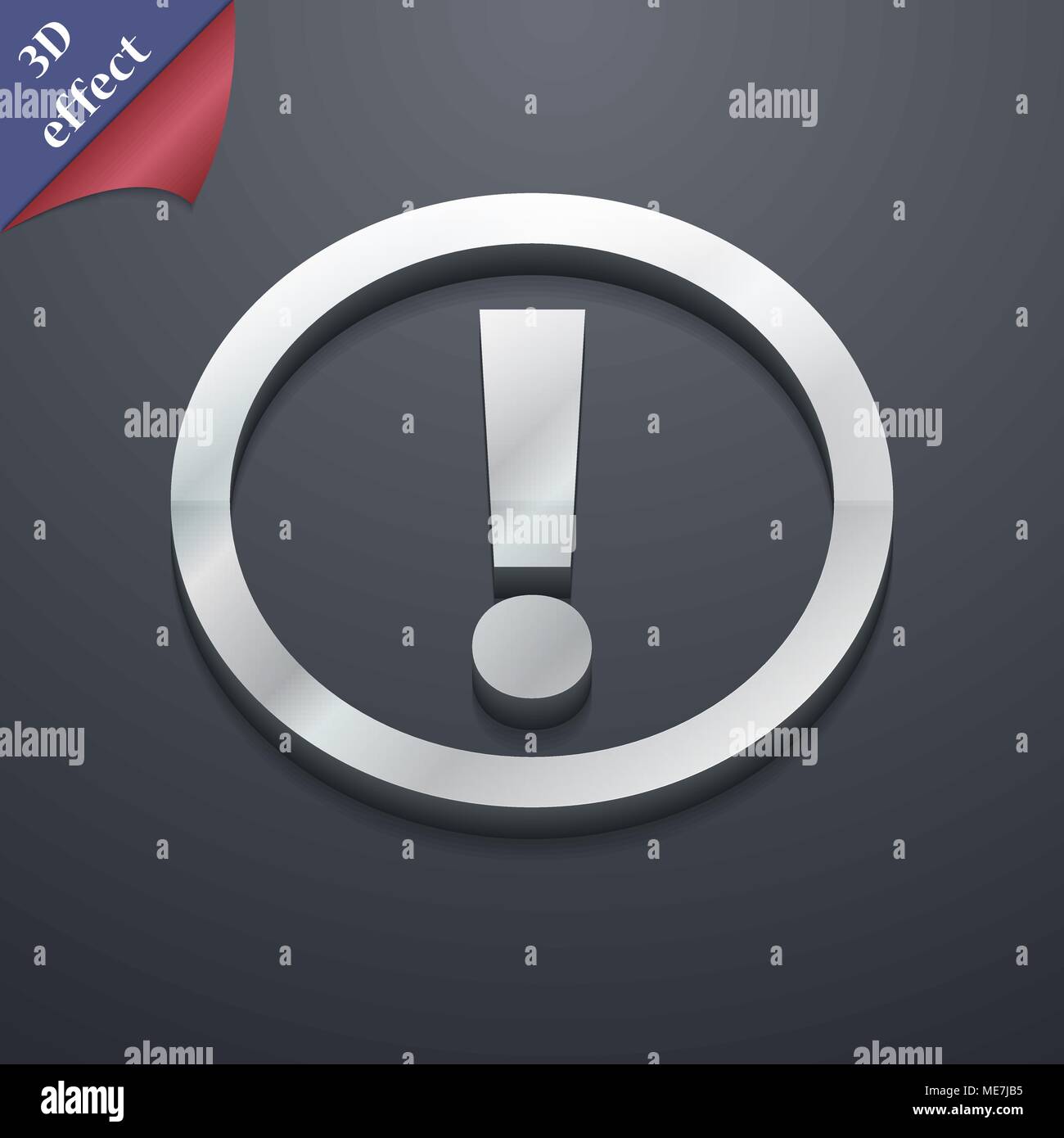 Attention icon symbol. 3D style. Trendy, modern design with space for ...