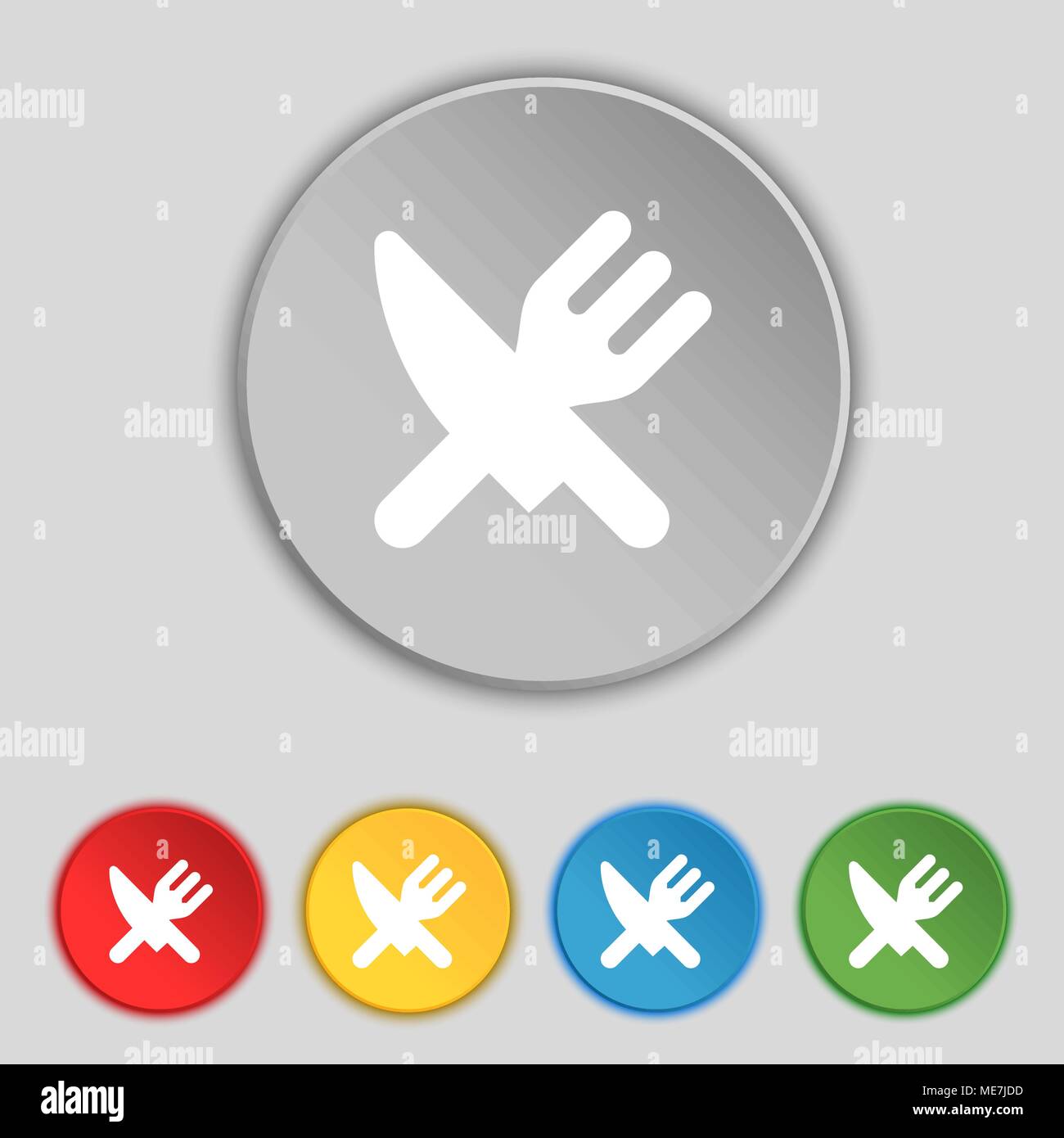 Eat, Cutlery icon sign. Symbol on five flat buttons. Vector ...