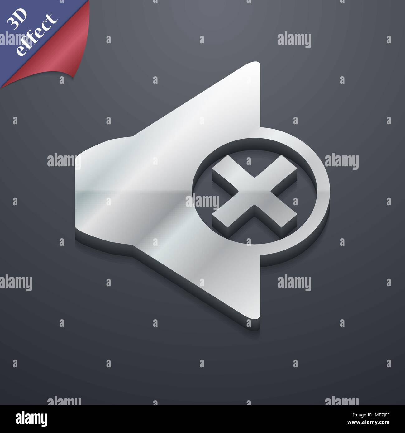 Mute speaker icon symbol. 3D style. Trendy, modern design with space ...