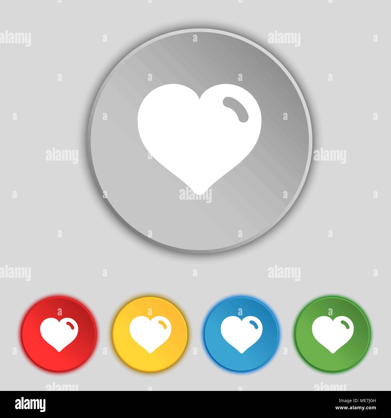 Heart, Love icon sign. Symbol on five flat buttons. Vector illustration ...