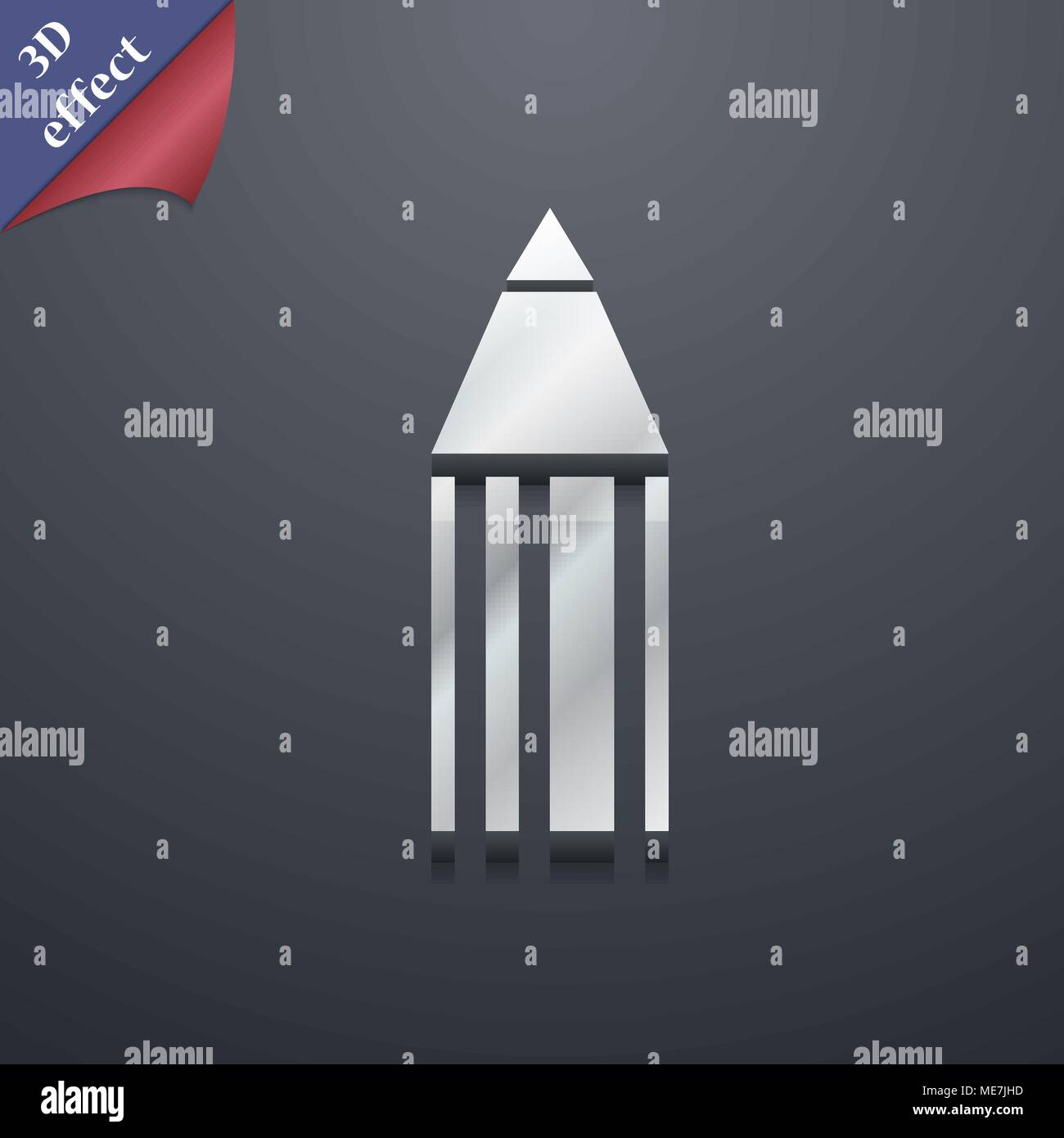 Pencil icon symbol. 3D style. Trendy, modern design with space for your ...