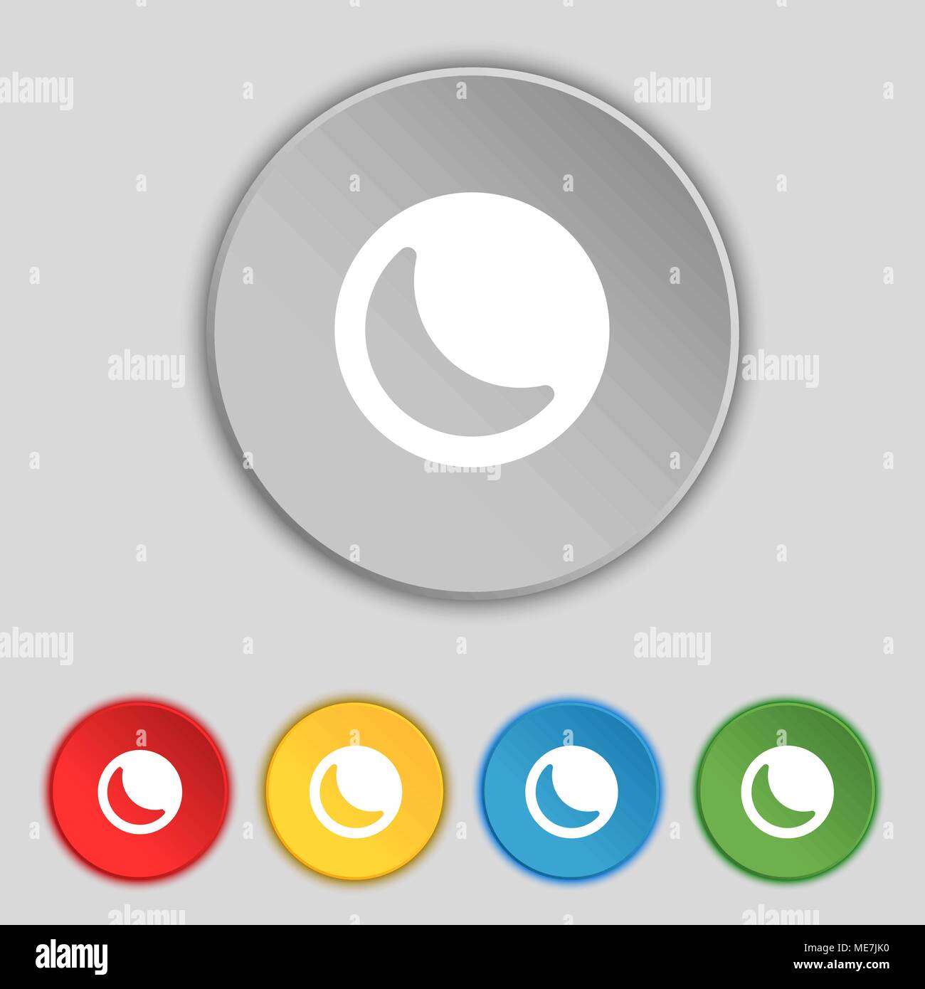 moon icon sign. Symbol on five flat buttons. Vector illustration Stock ...