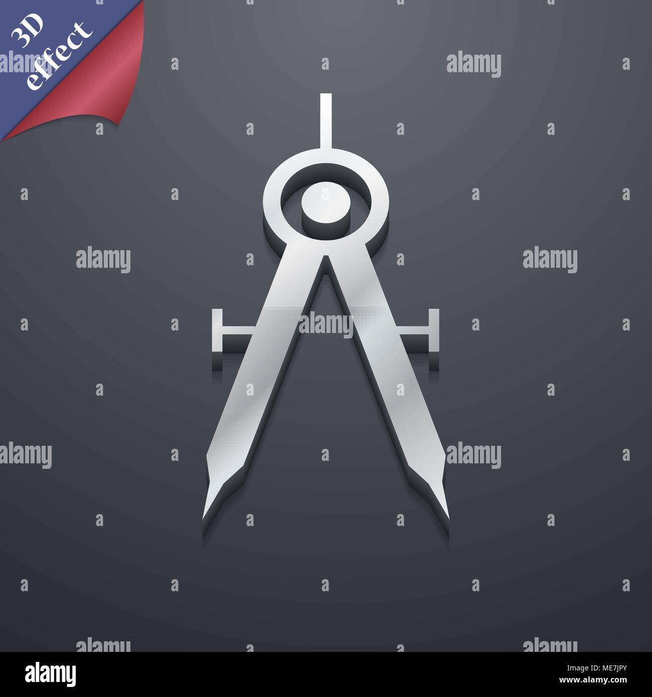 Mathematical Compass icon symbol. 3D style. Trendy, modern design with ...