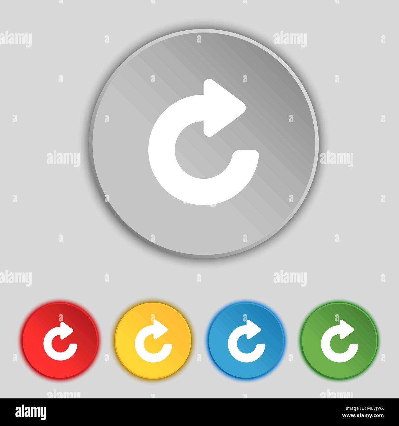 Upgrade, arrow icon sign. Symbol on five flat buttons. Vector ...