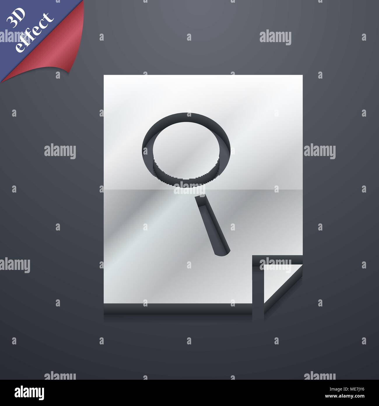Search in file icon symbol. 3D style. Trendy, modern design with space ...