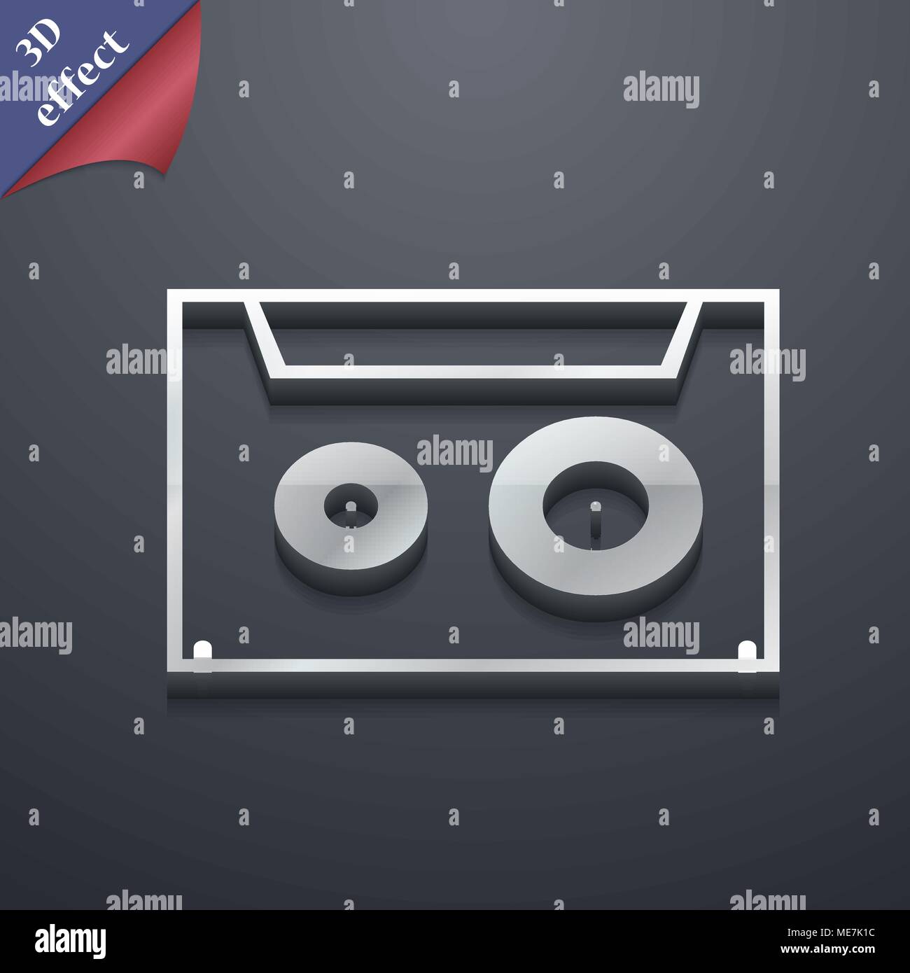 cassette icon symbol. 3D style. Trendy, modern design with space for ...