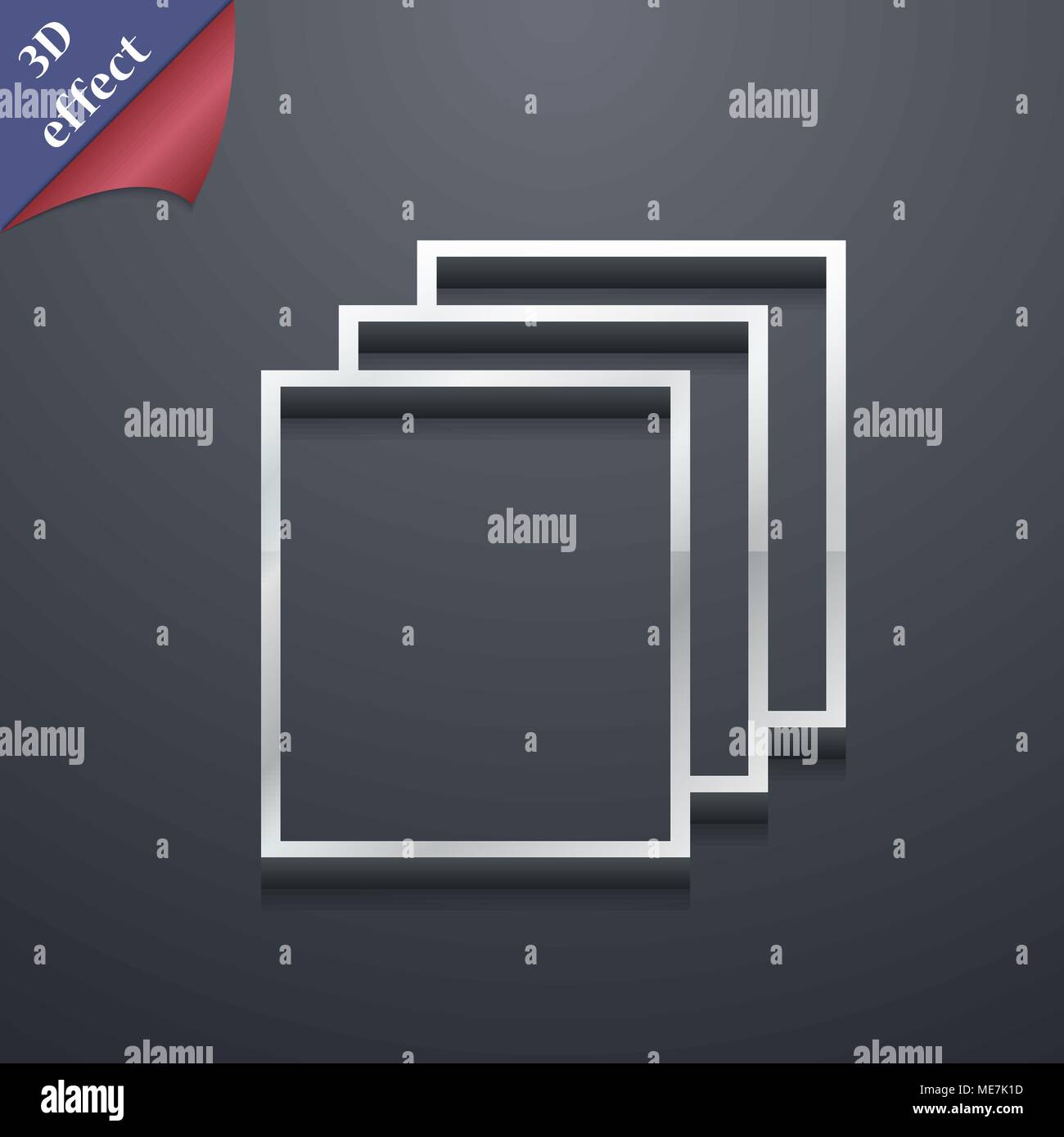 Copy file icon symbol. 3D style. Trendy, modern design with space for ...