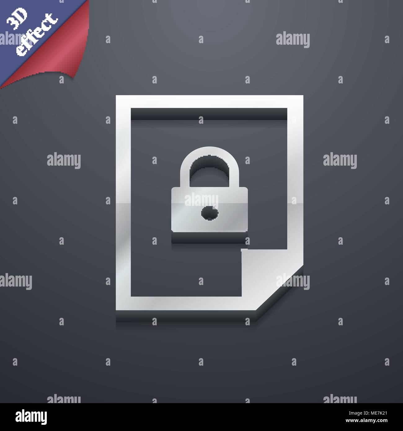file locked icon symbol. 3D style. Trendy, modern design with space for ...