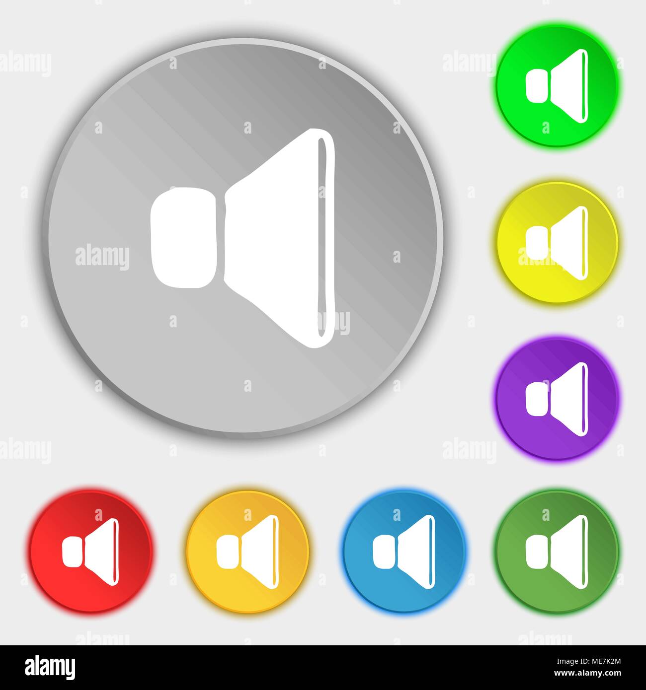 volume, sound icon sign. Symbol on five flat buttons. Vector ...