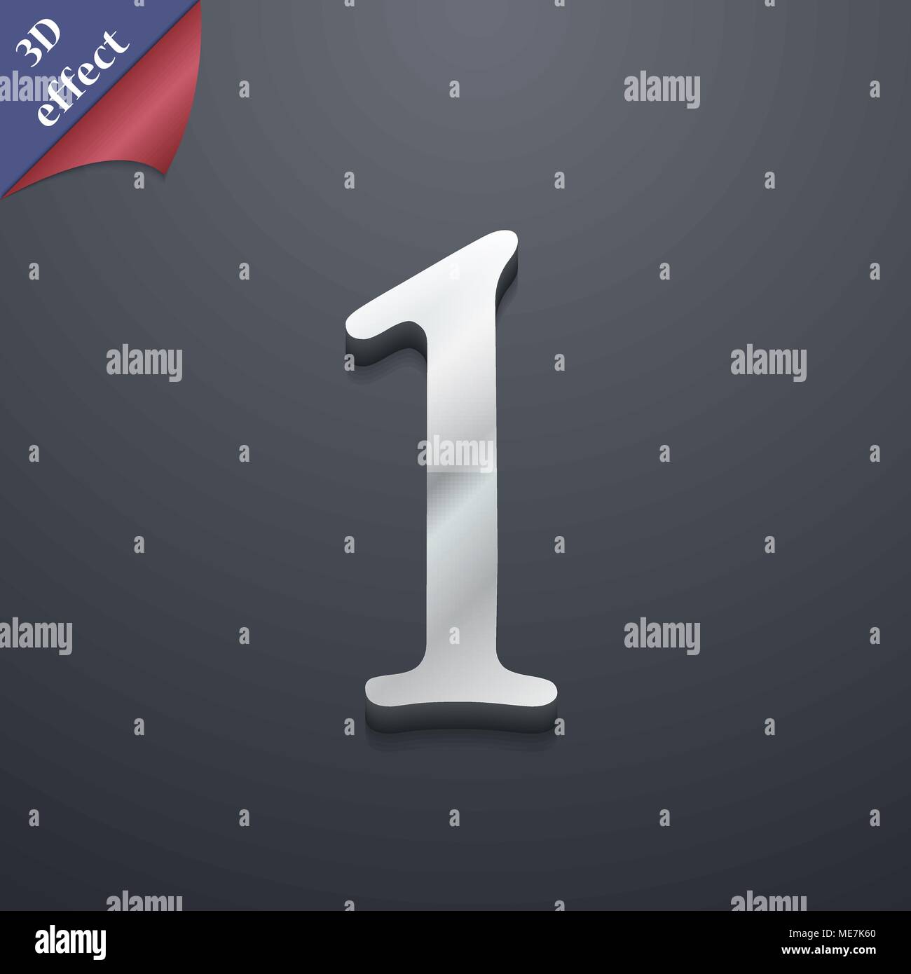 number one icon symbol. 3D style. Trendy, modern design with space for ...