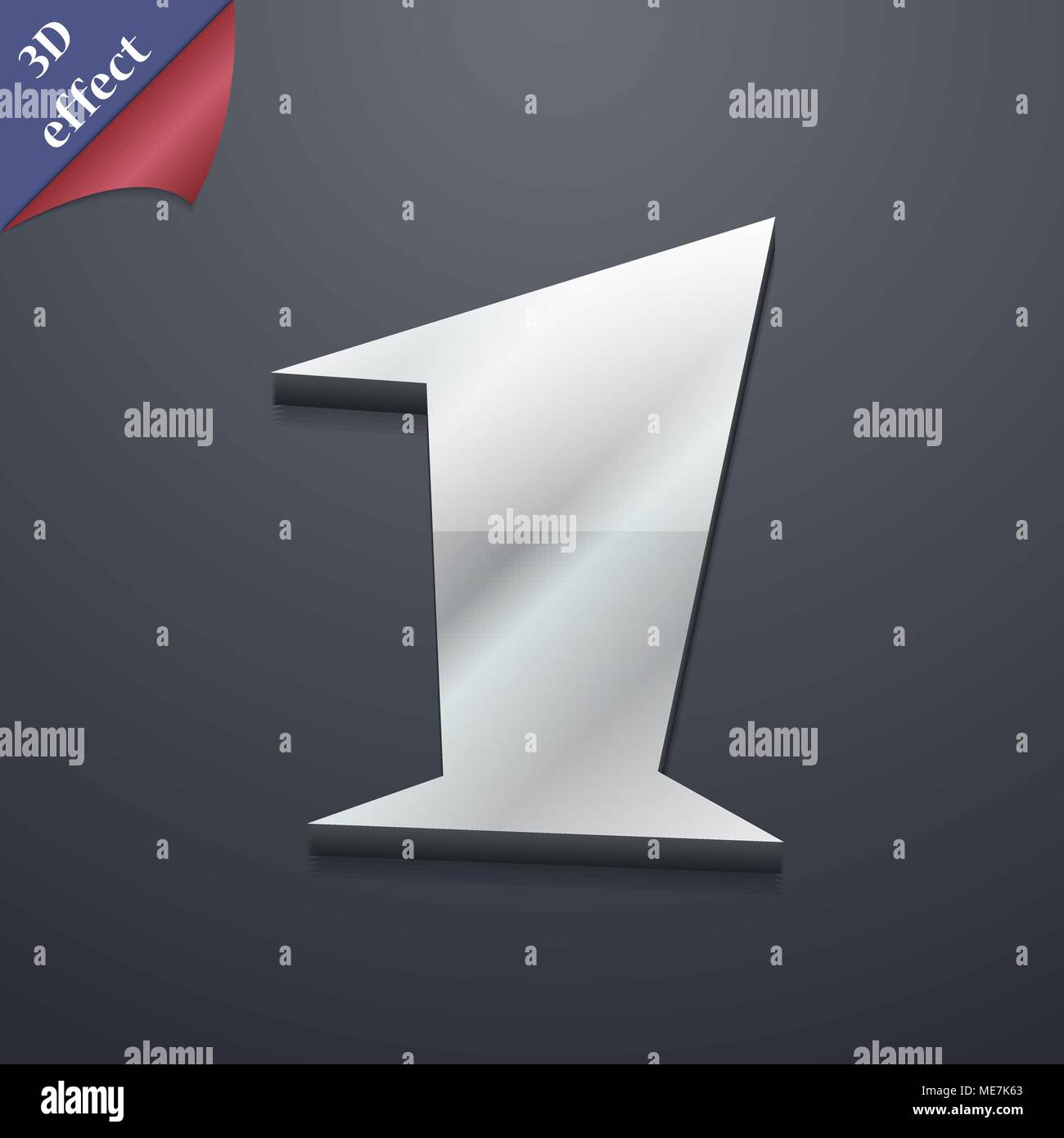number one icon symbol. 3D style. Trendy, modern design with space for ...