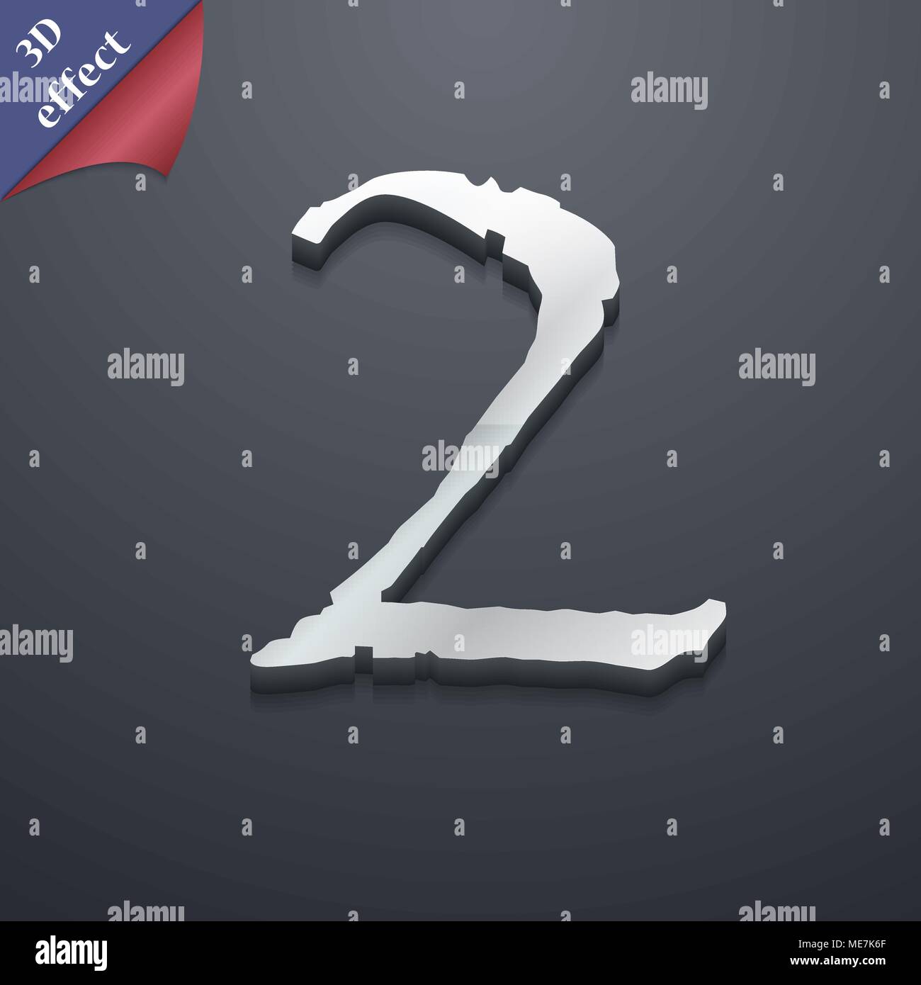 number two icon symbol. 3D style. Trendy, modern design with space for ...