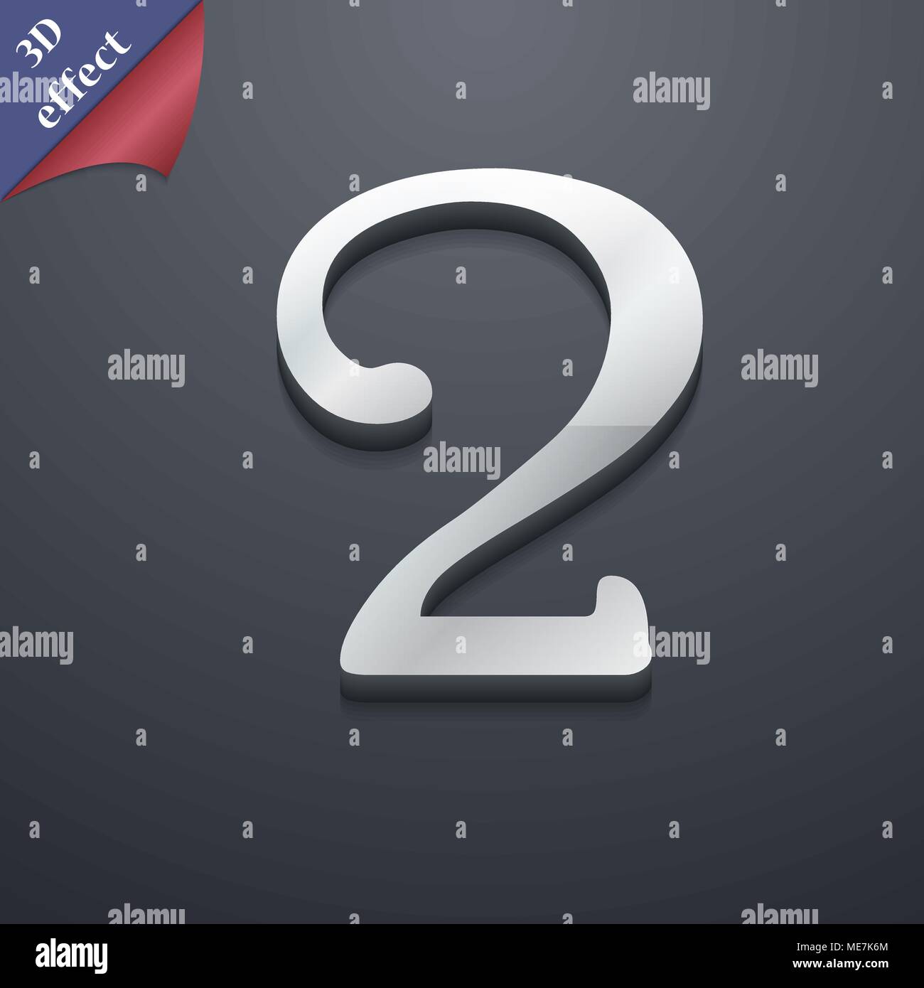 number two icon symbol. 3D style. Trendy, modern design with space for ...