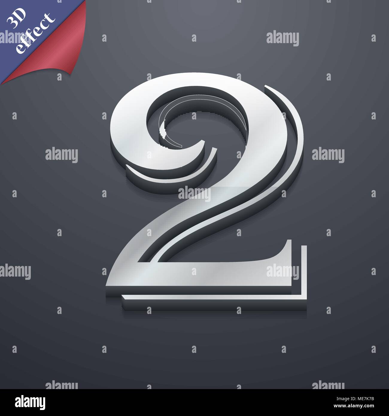 number two icon symbol. 3D style. Trendy, modern design with space for ...