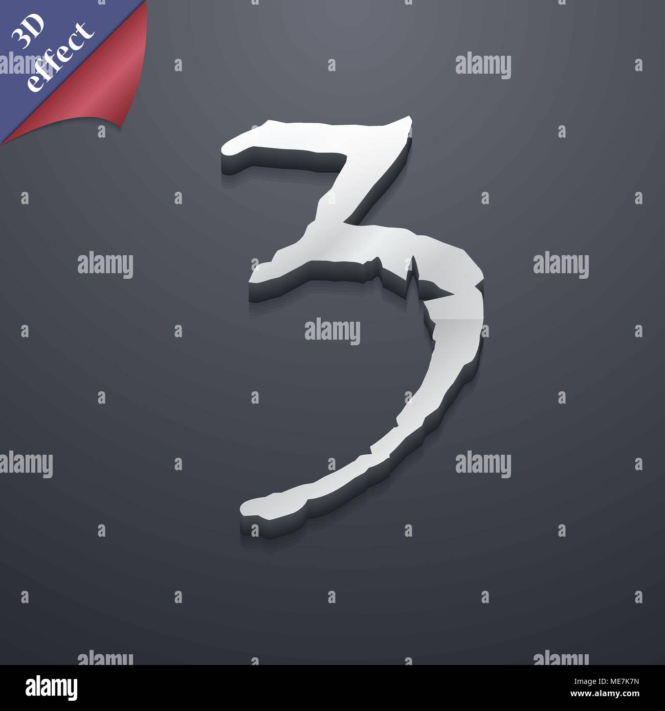 number three icon symbol. 3D style. Trendy, modern design with space ...