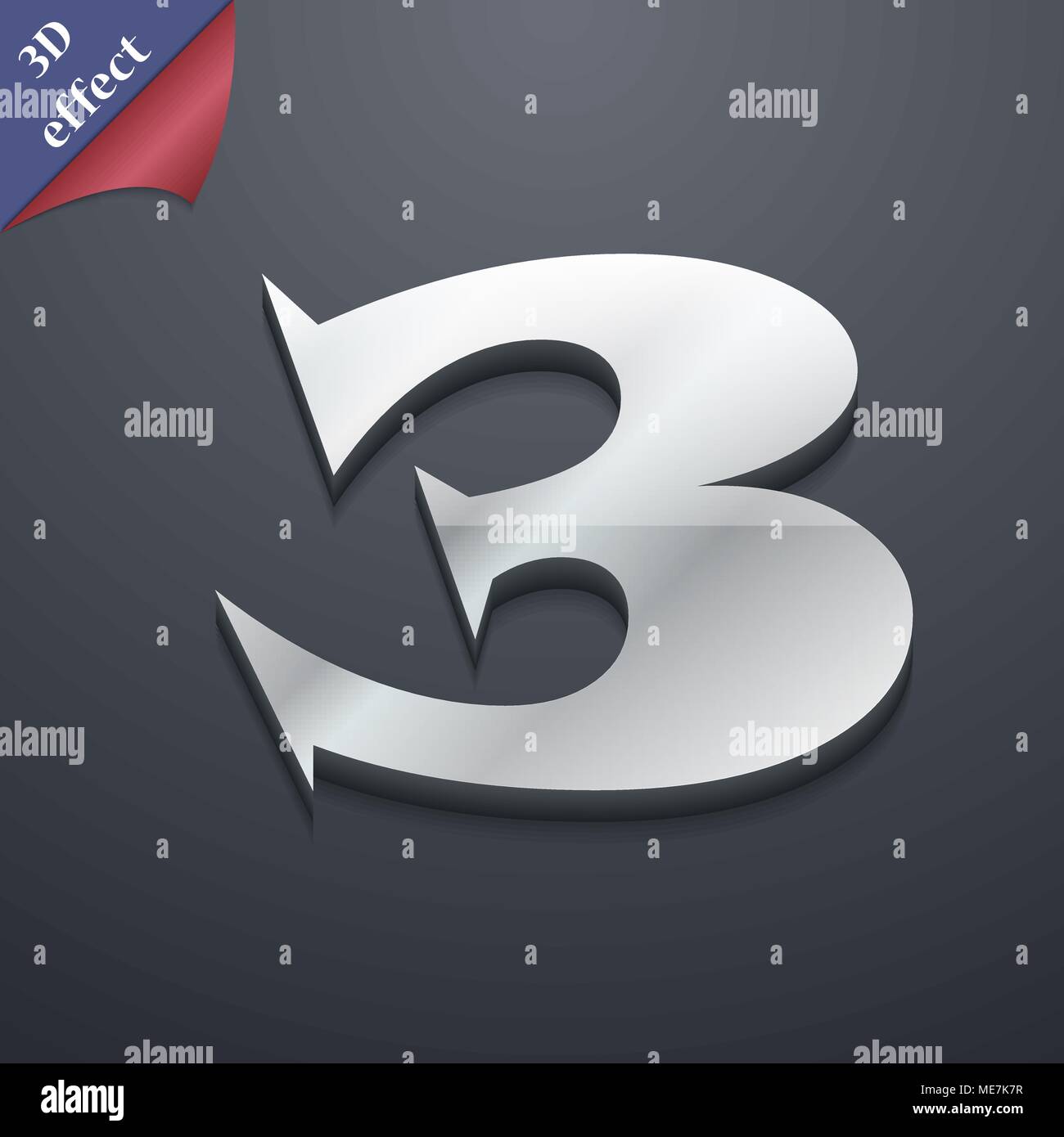number three icon symbol. 3D style. Trendy, modern design with space ...