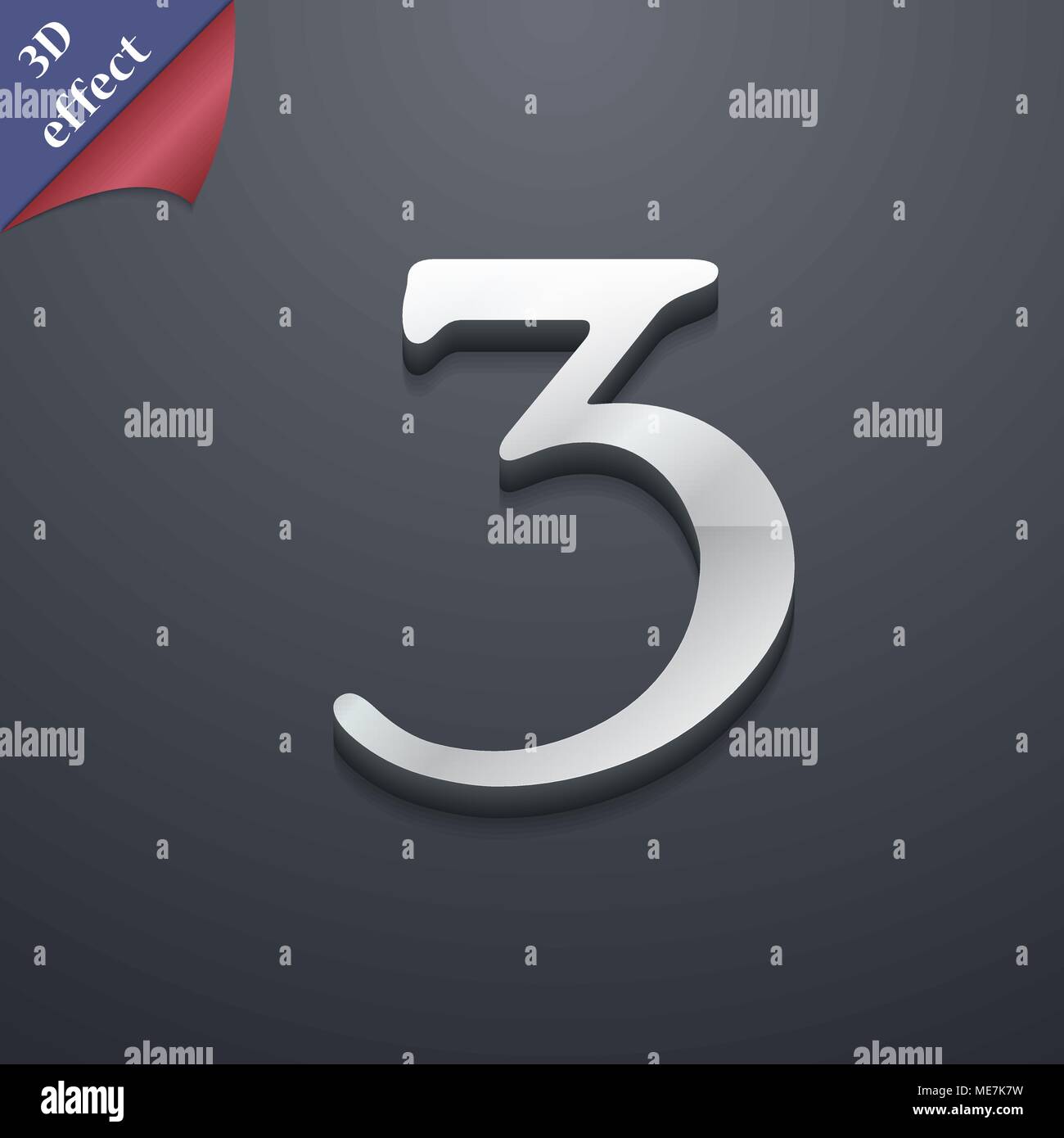 number three icon symbol. 3D style. Trendy, modern design with space ...