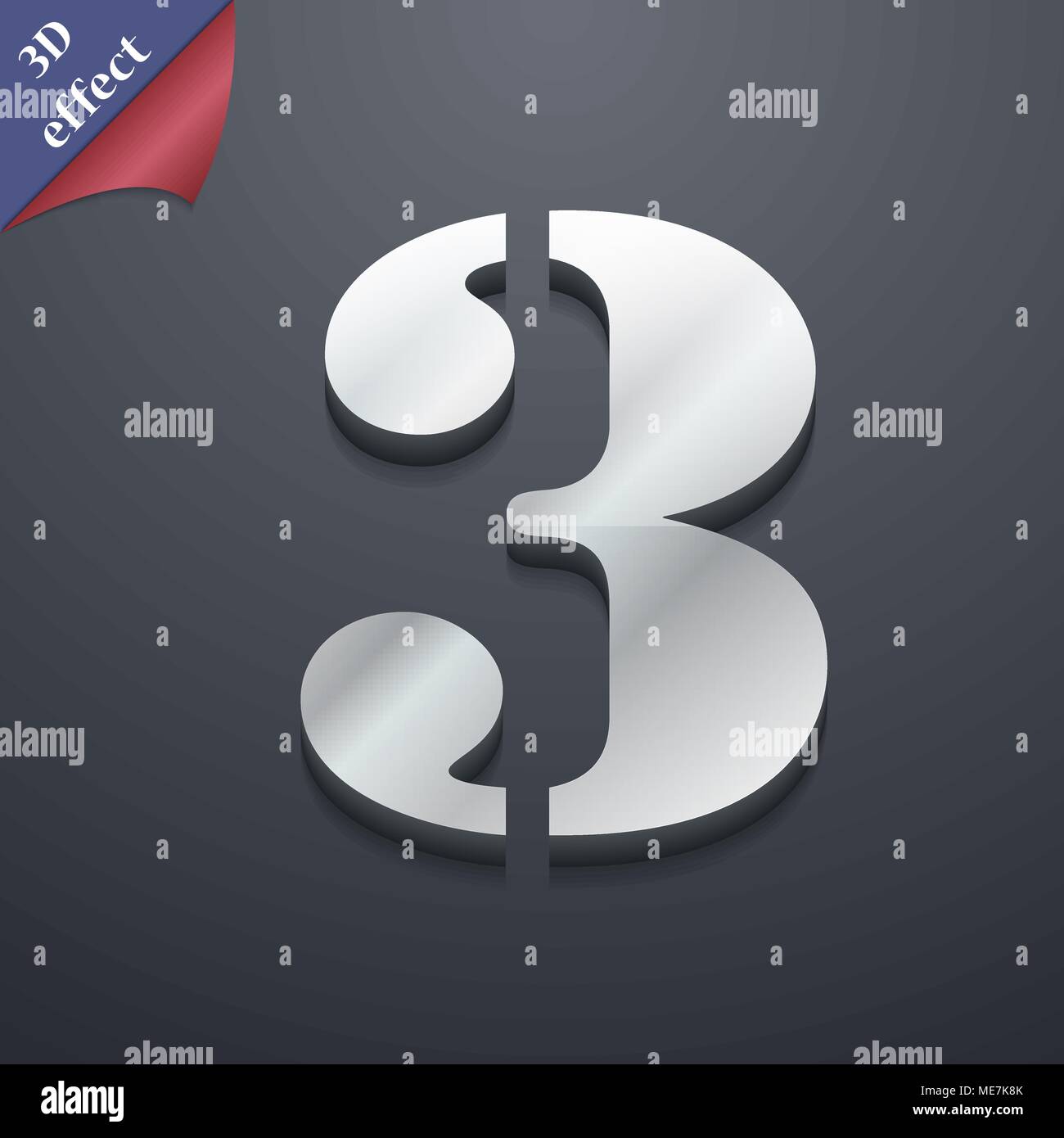 number three icon symbol. 3D style. Trendy, modern design with space ...