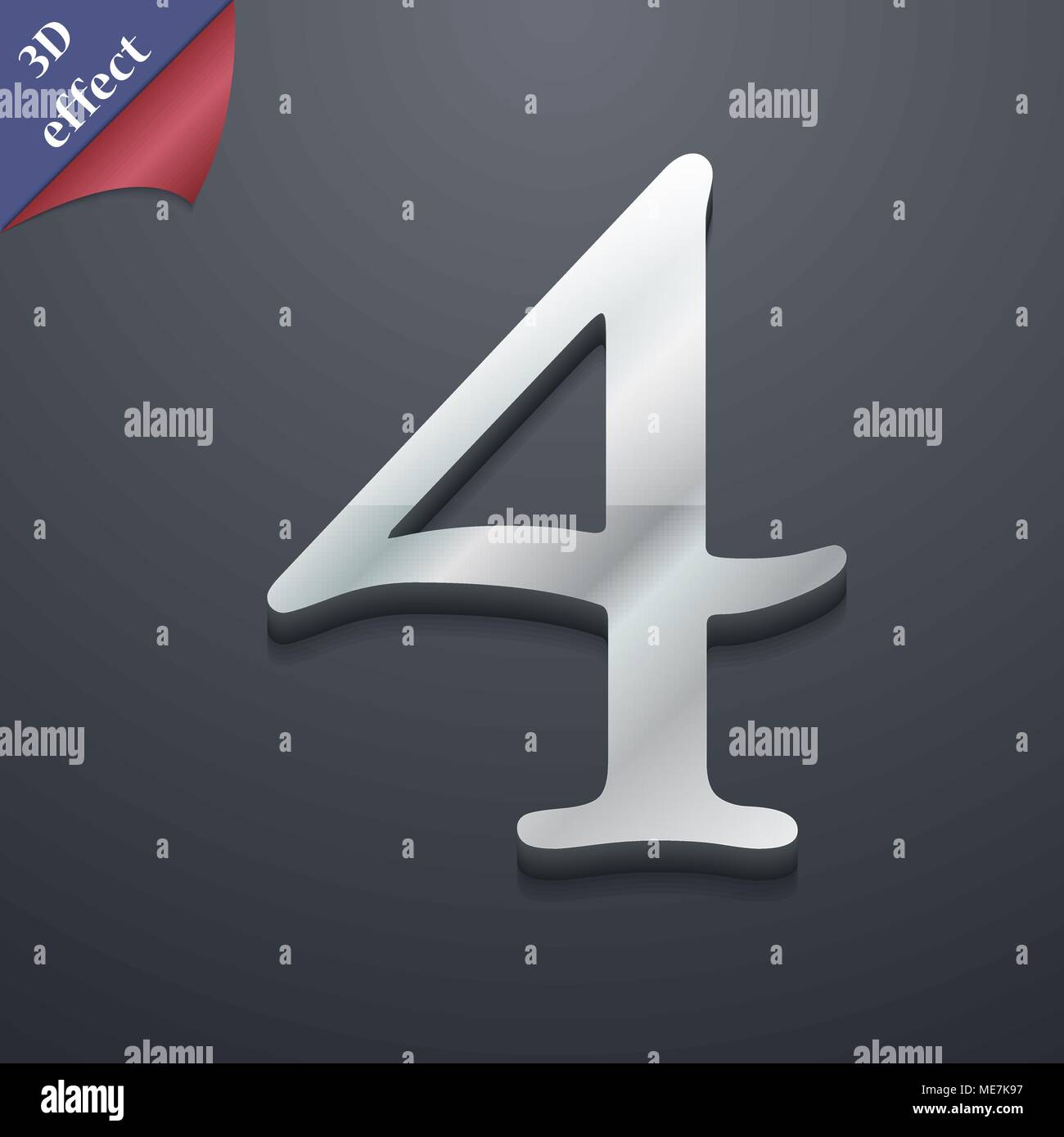 number four icon symbol. 3D style. Trendy, modern design with space for ...