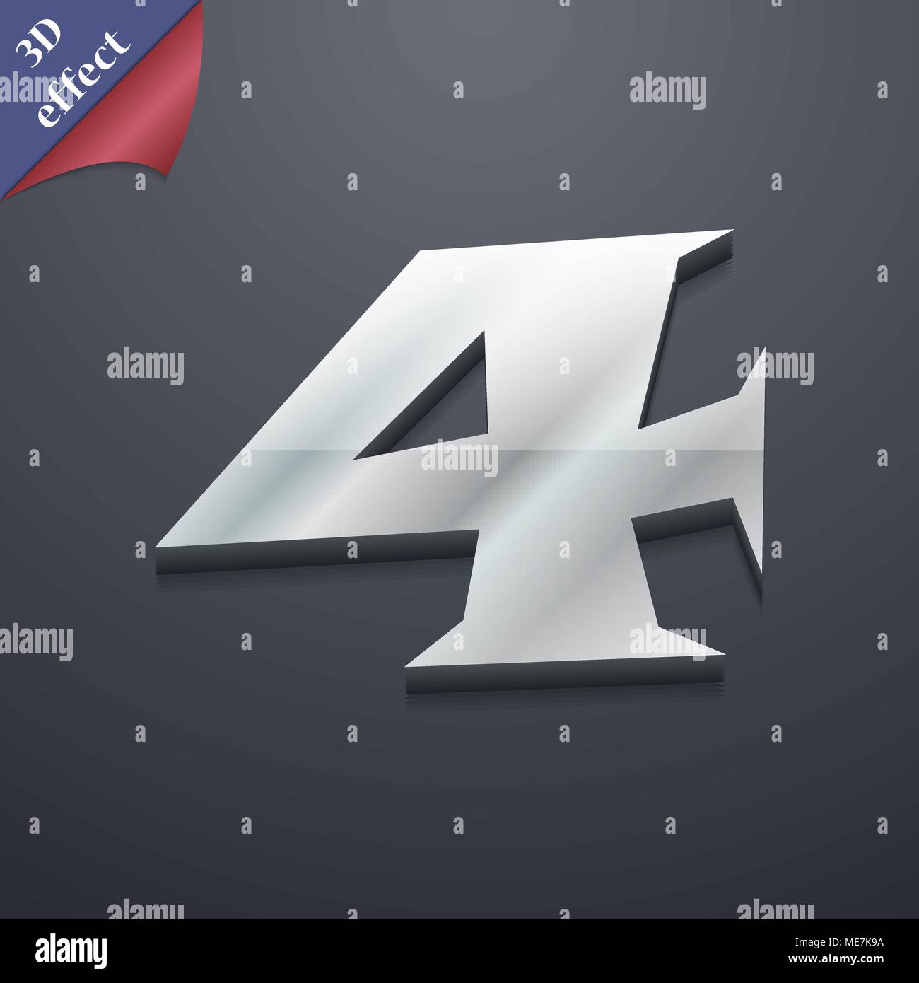 number four icon symbol. 3D style. Trendy, modern design with space for ...
