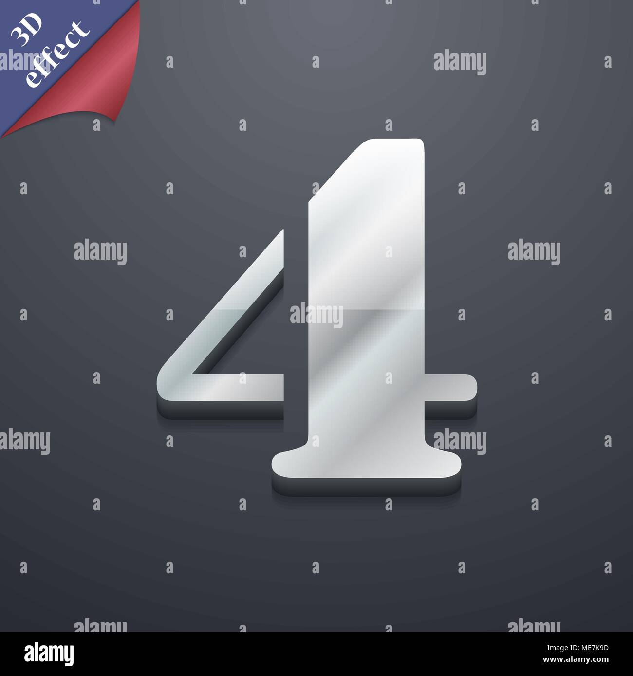 number four icon symbol. 3D style. Trendy, modern design with space for ...