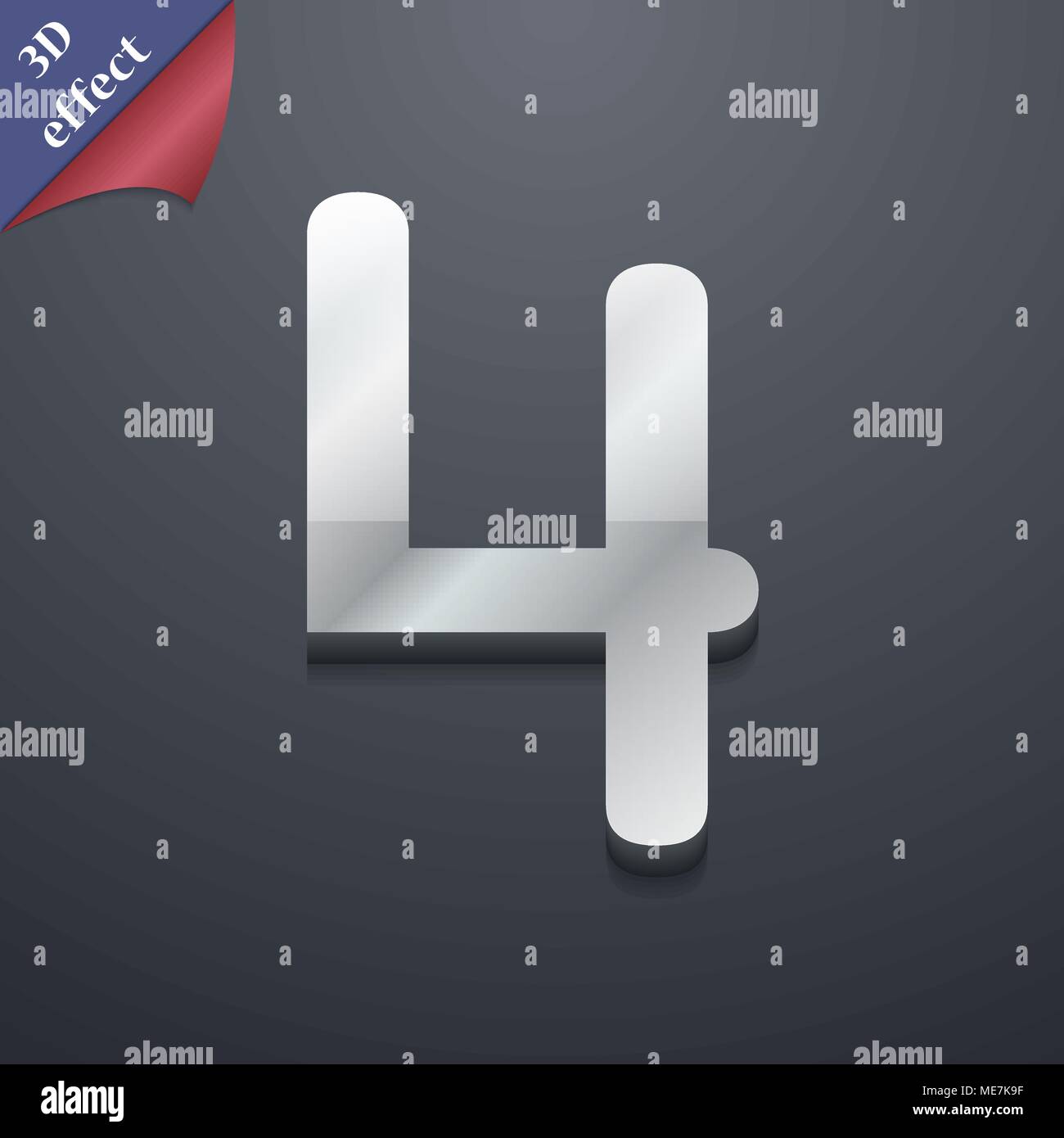 number four icon symbol. 3D style. Trendy, modern design with space for ...
