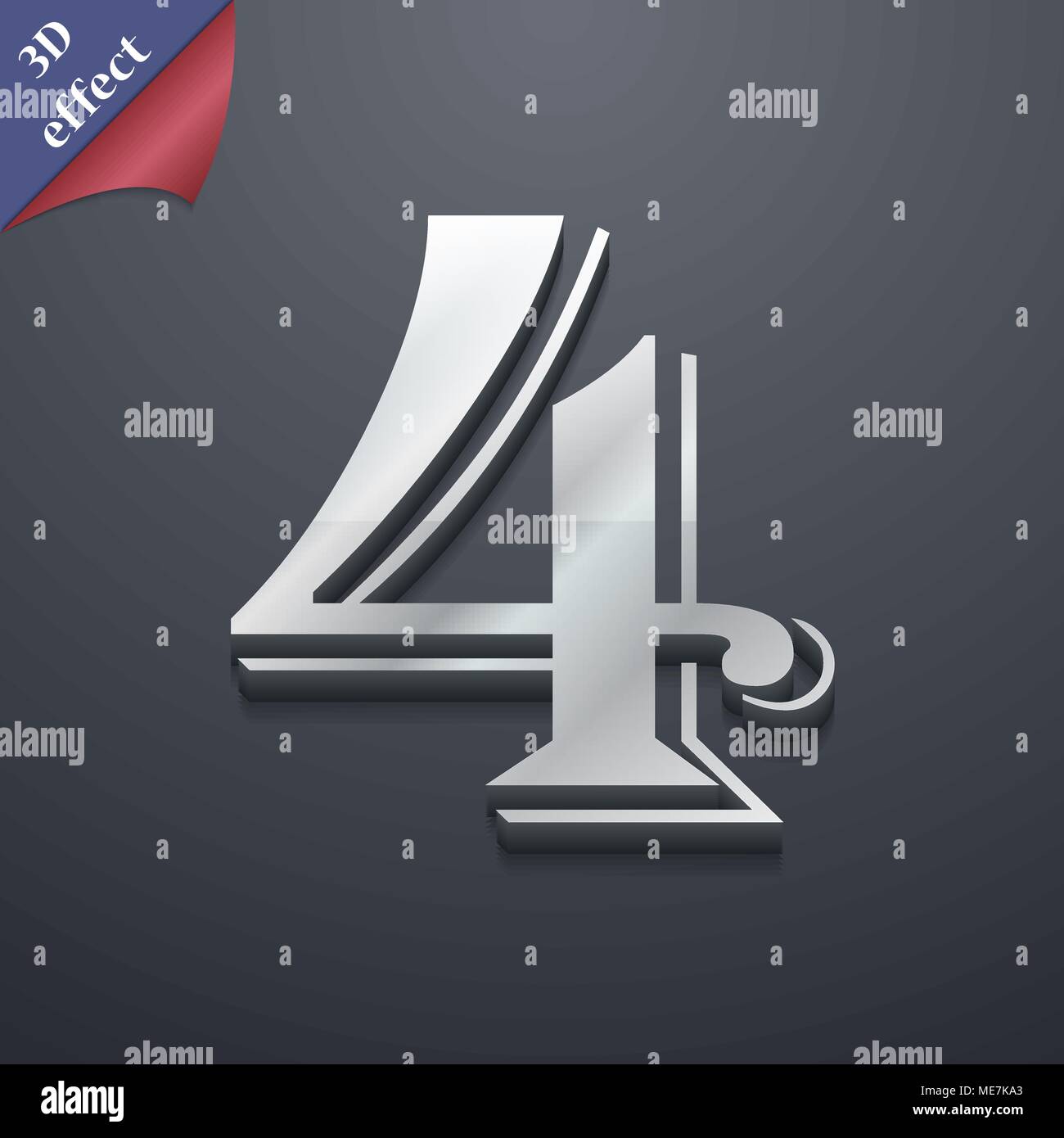 number four icon symbol. 3D style. Trendy, modern design with space for ...
