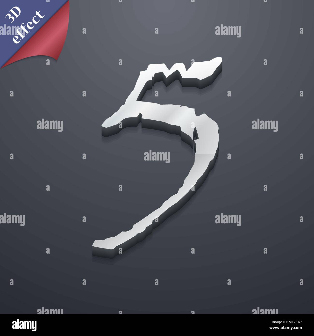 number five icon symbol. 3D style. Trendy, modern design with space for ...