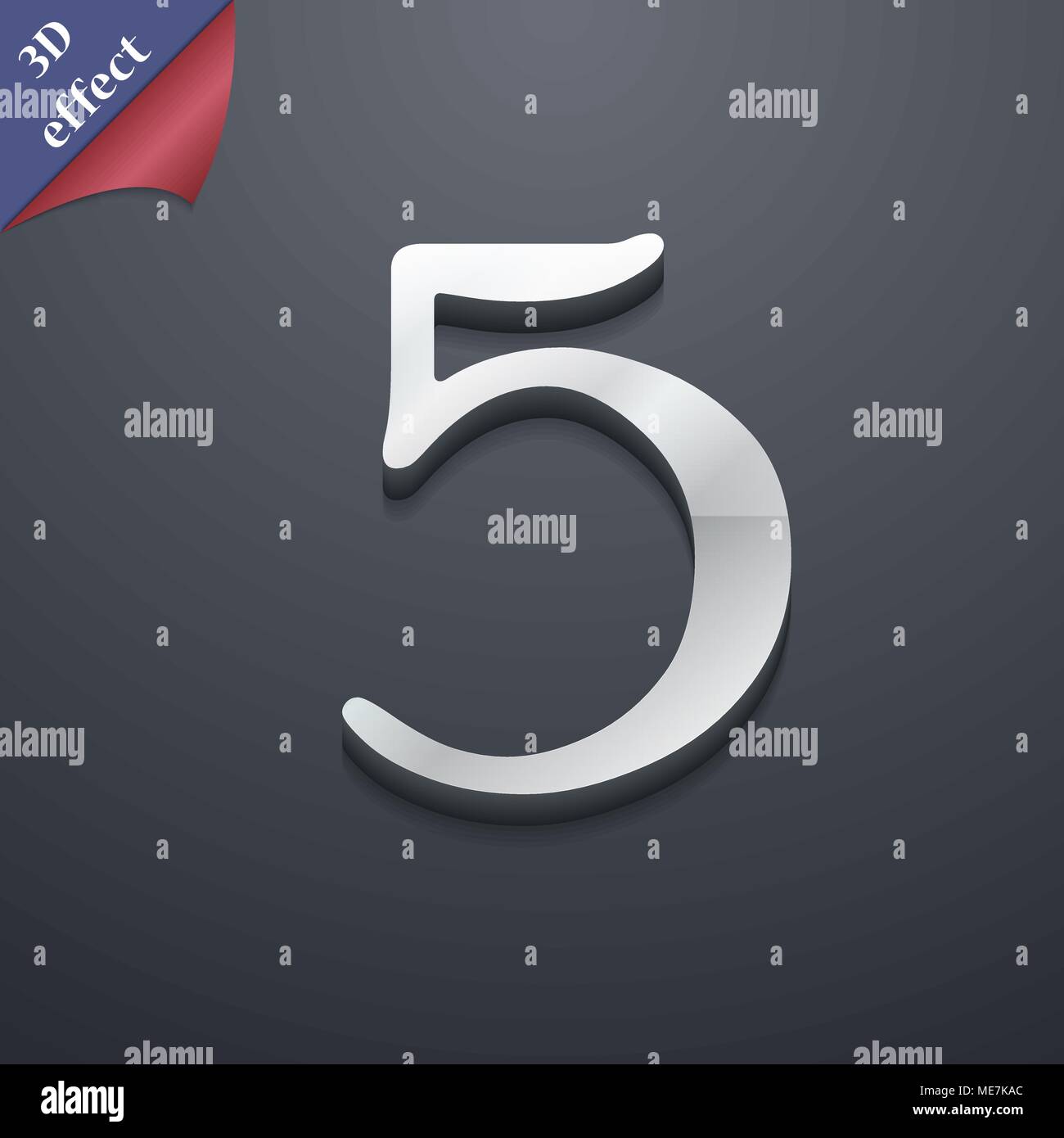 number five icon symbol. 3D style. Trendy, modern design with space for ...