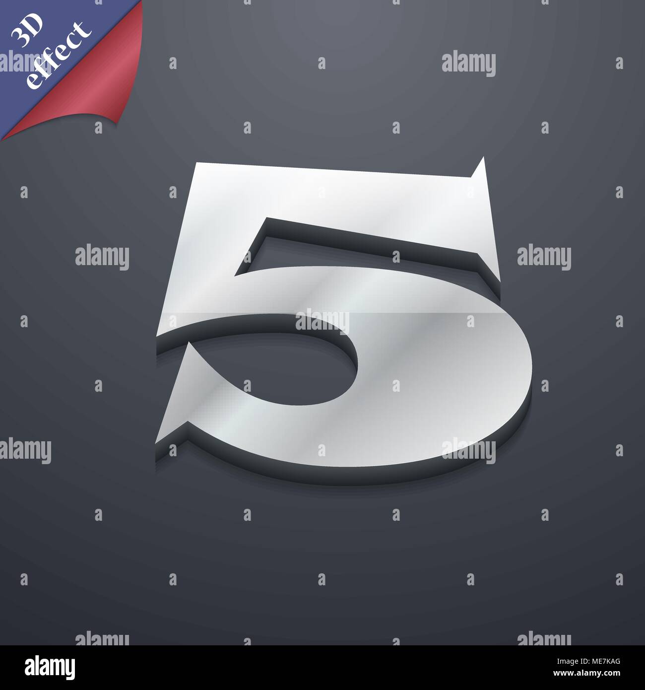 number five icon symbol. 3D style. Trendy, modern design with space for ...