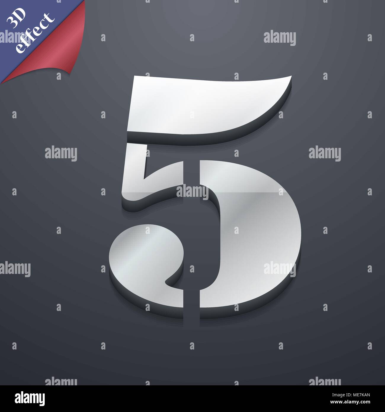 number five icon symbol. 3D style. Trendy, modern design with space for ...